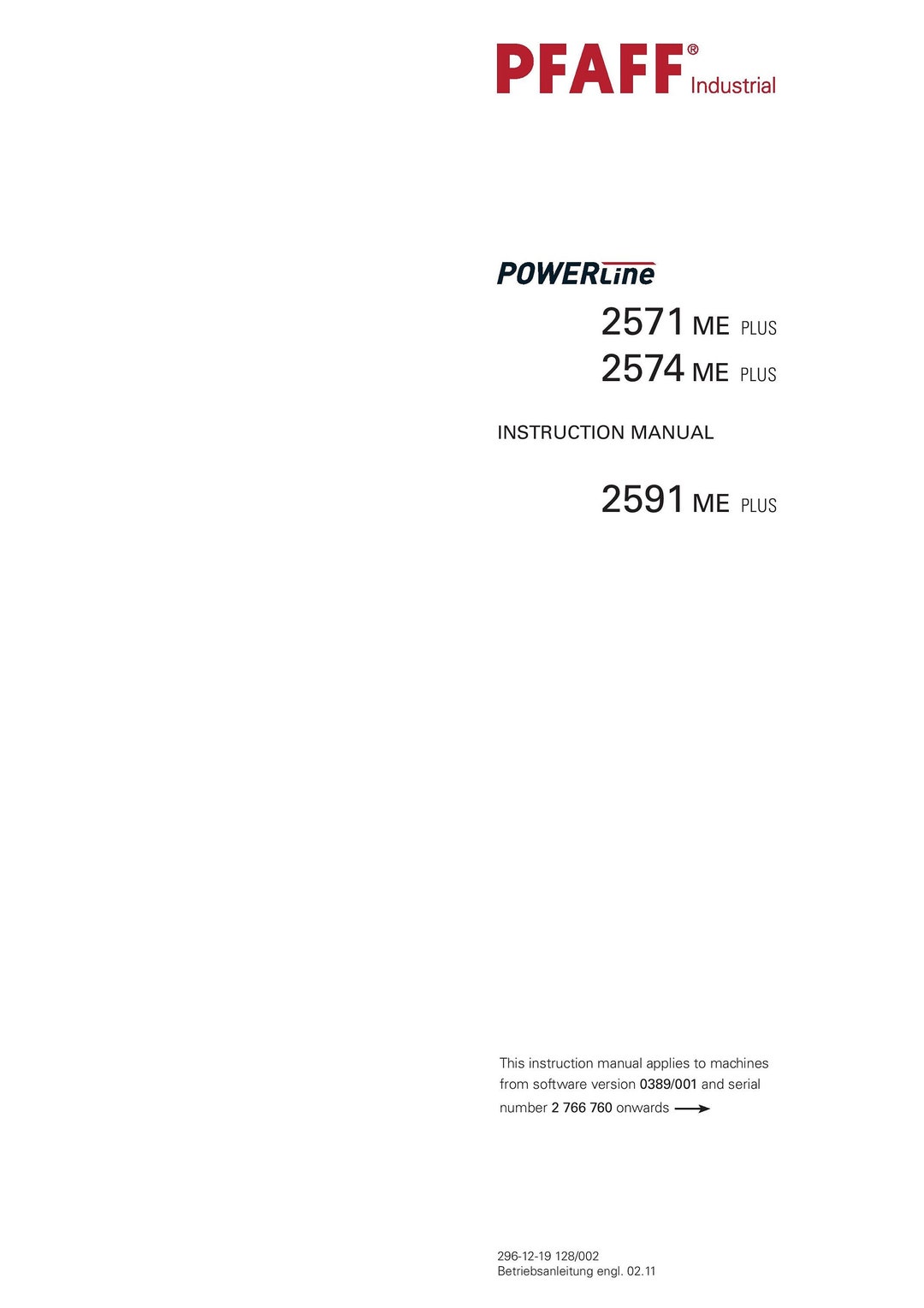 PFAFF 2591 ME PLUS Sewing Machine Instruction Manual User Manual ...