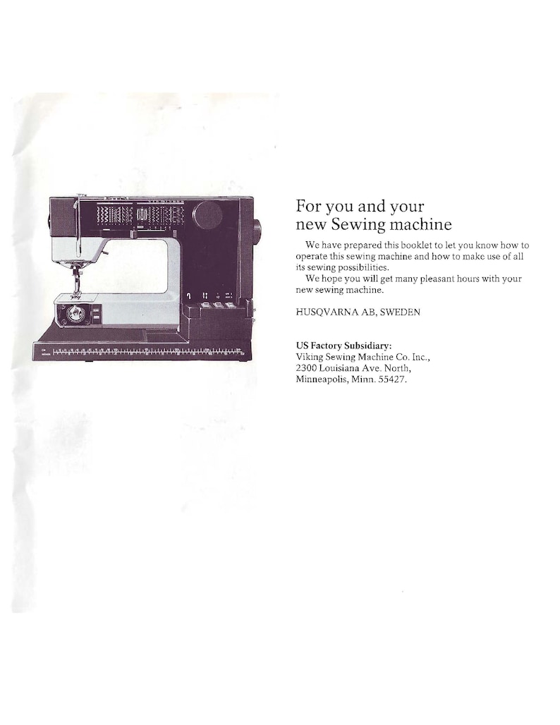 Husqvarna Viking 150-180-190 Sewing Machine Instruction Manual ...