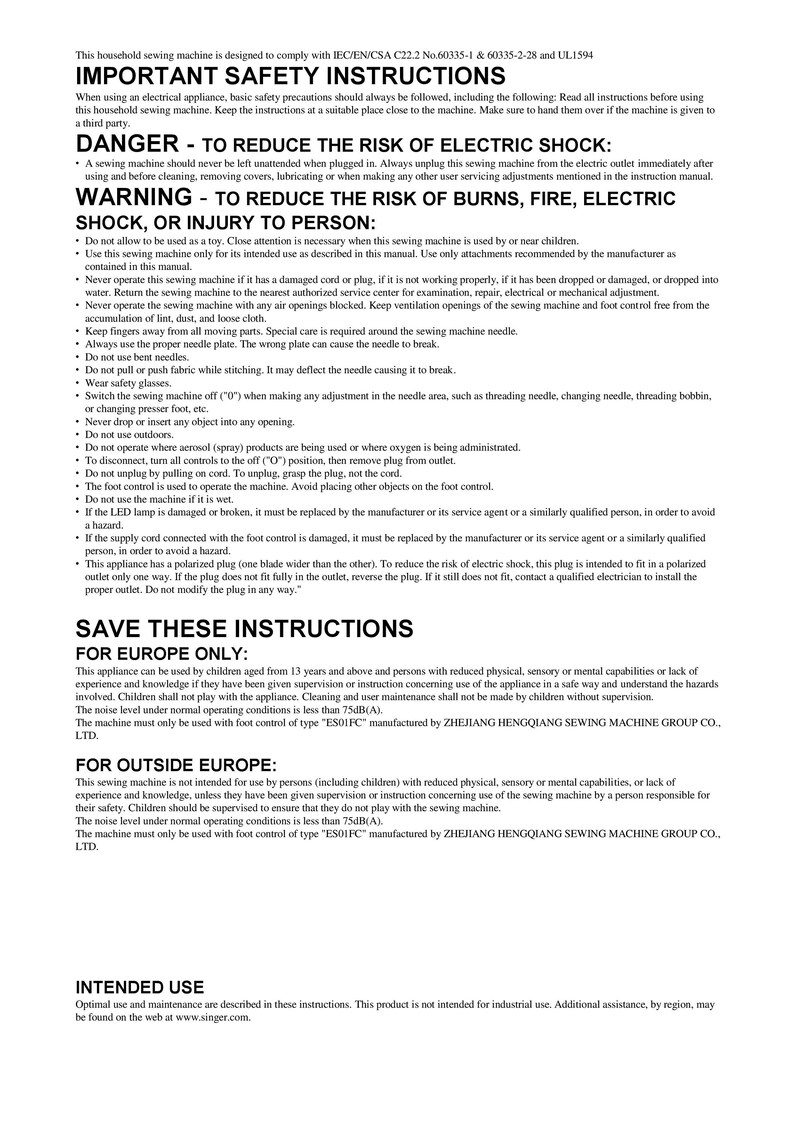 Singer SC220 Sewing Machine Instruction Manual User Manual Complete ...