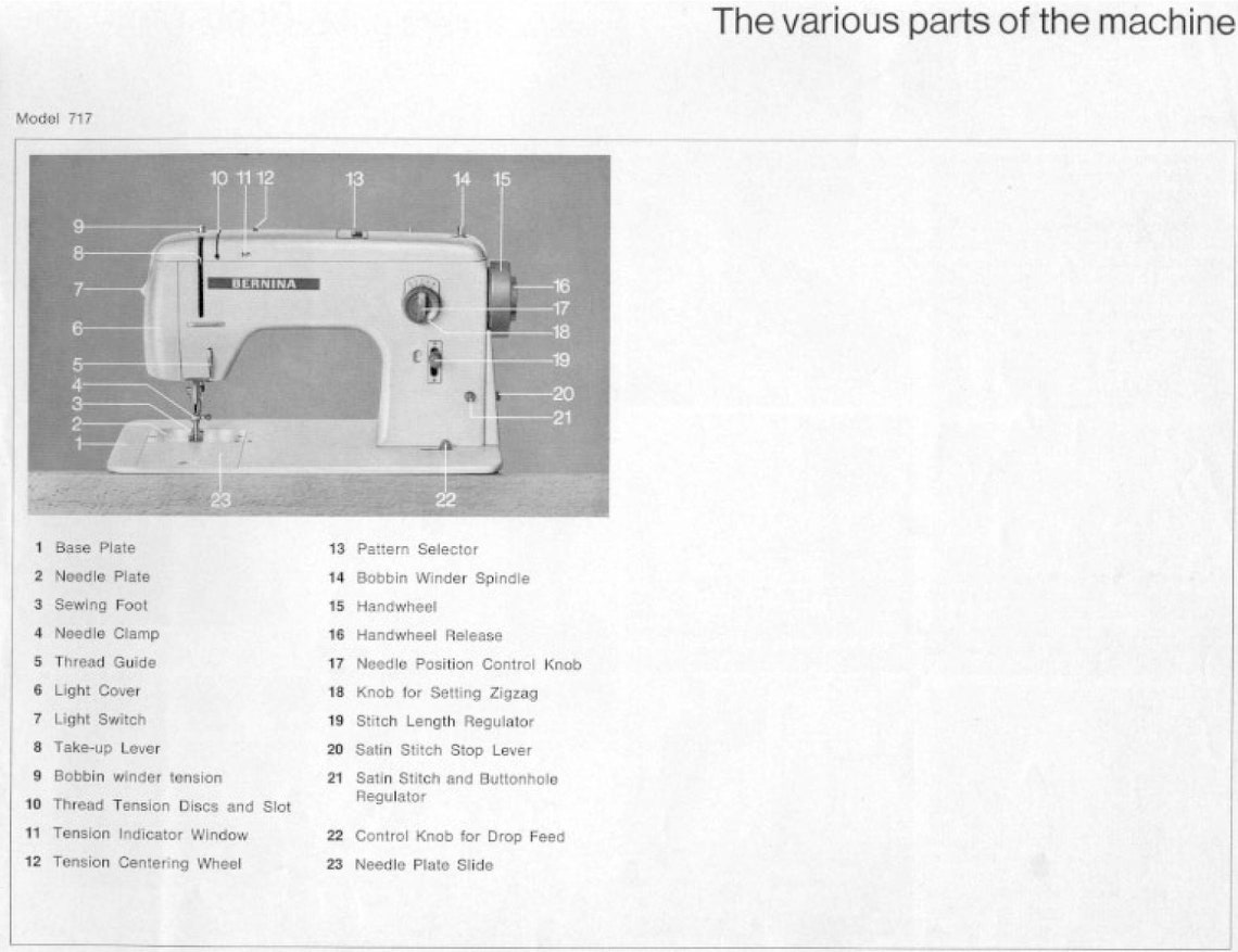 Bernina 707 717 Sewing Machine Instruction Manual User Manual Complete ...