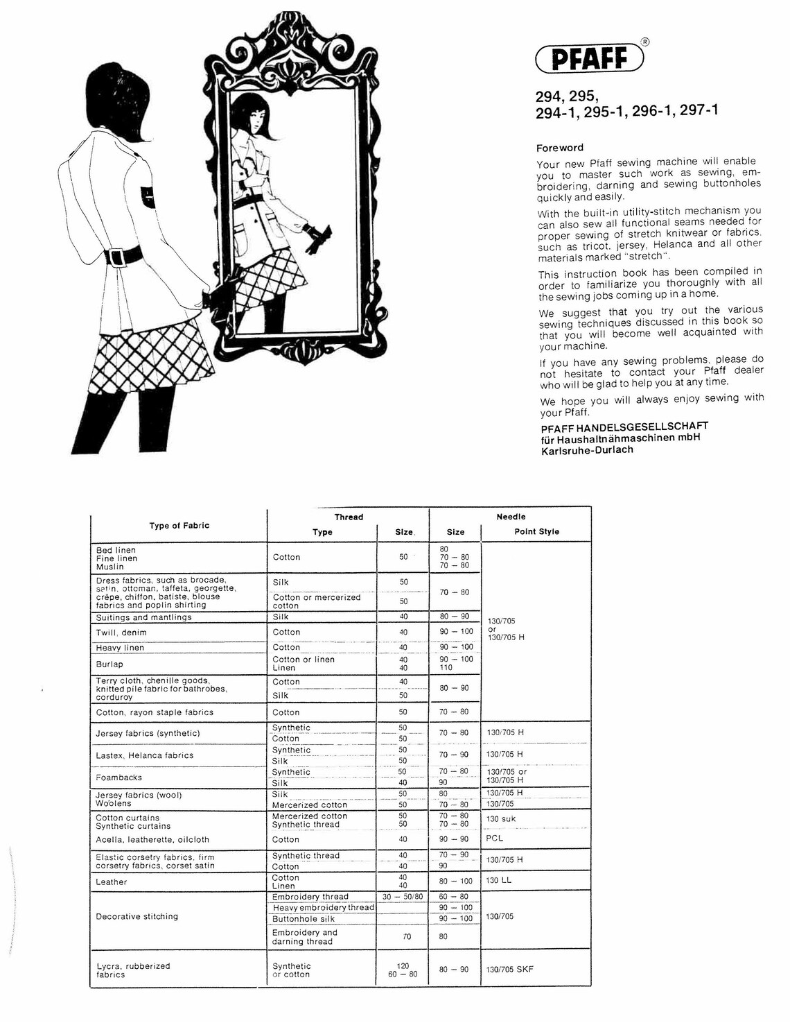 Pfaff 294/295 Sewing Machine Instruction Manual - English - Etsy