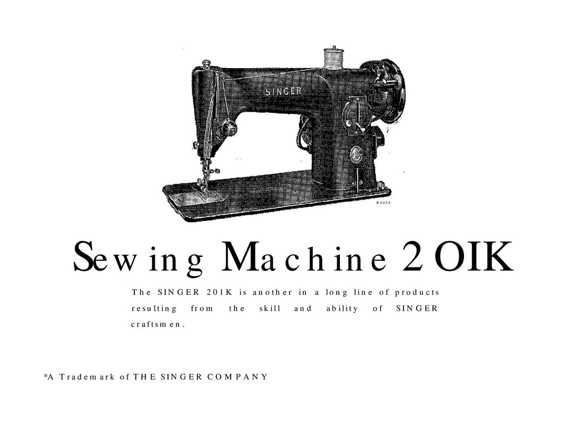 Singer 201k Sewing Machine Instruction Manual (PDF) - Etsy UK