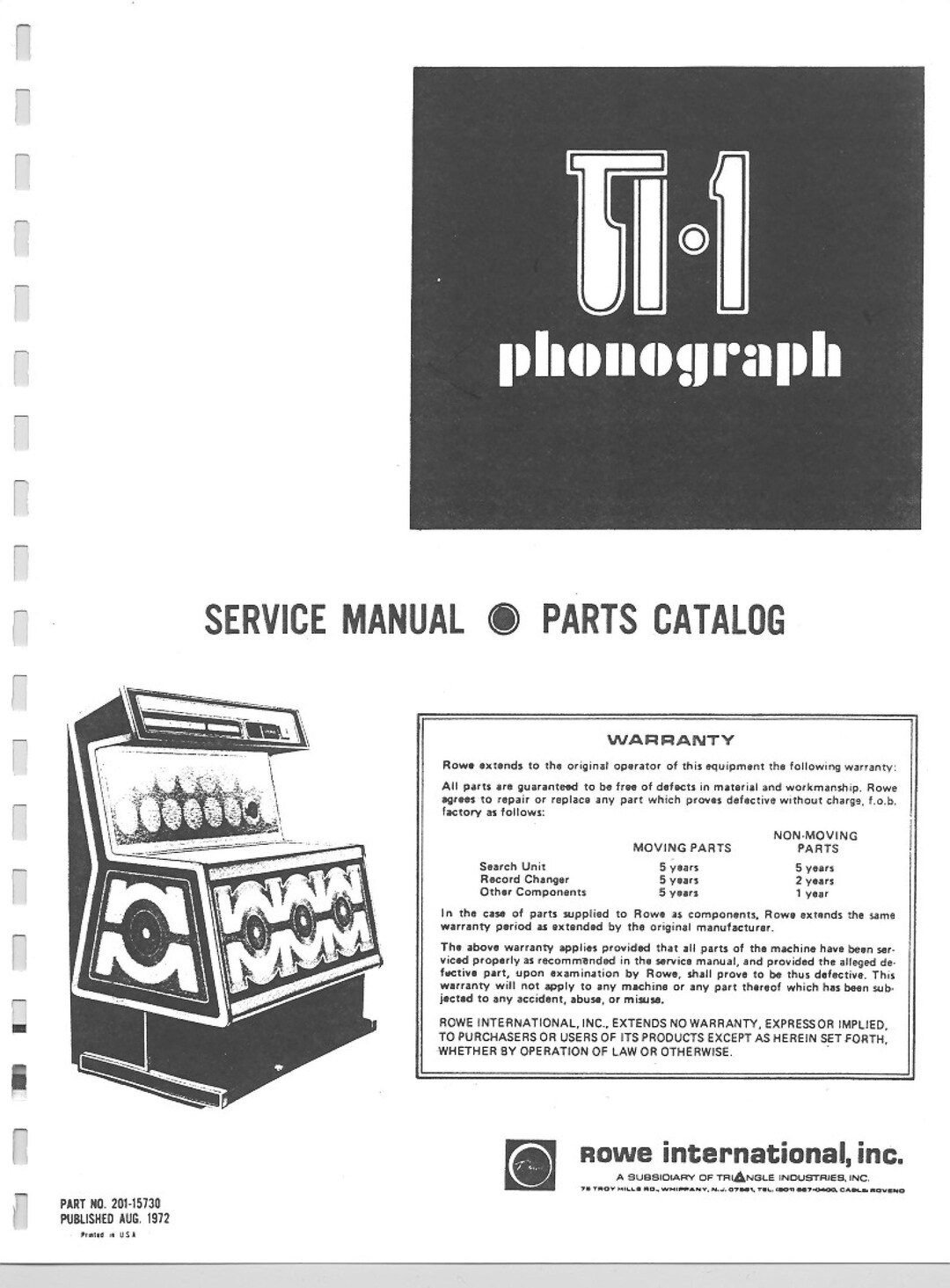 ROWE - TI-1 - Schematic - Service Manual - User Manual - Parts List ...
