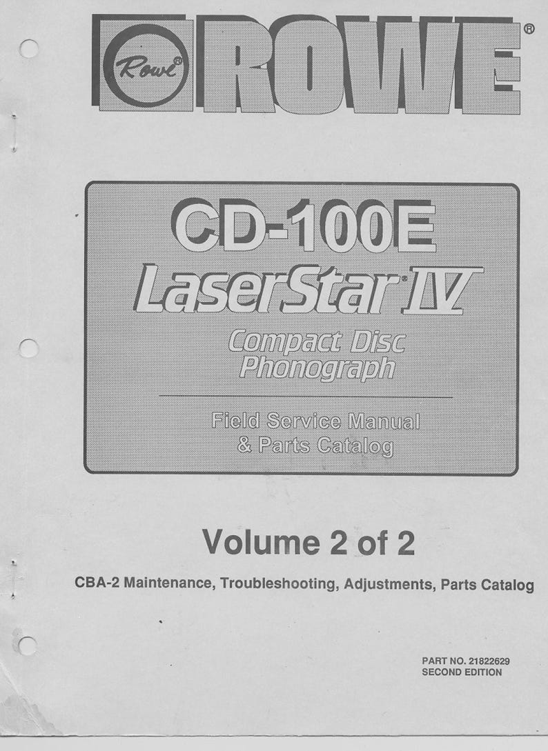 ROWE - CD-100C - Laser Star 4 - VOLUME 2 - Service Manual - User Manual ...