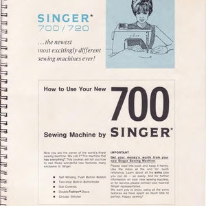 Singer 700-720 Sewing Machine Instruction Manual - English (PDF) - Etsy