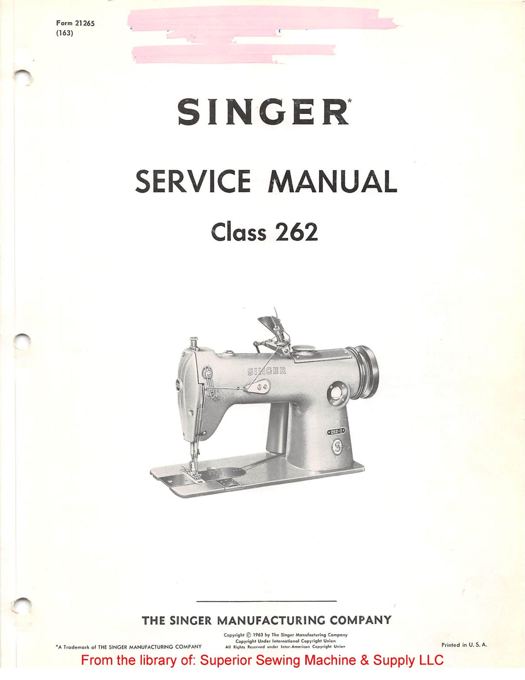 Singer-class-262-service-manual Repair Manual - English - Etsy