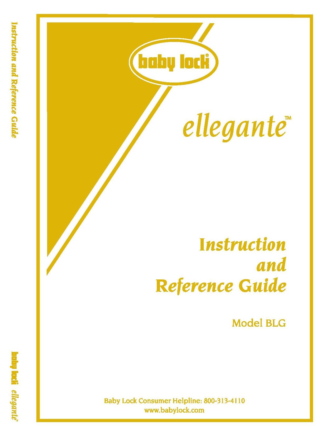 Baby Lock Ellegante BLG Sewing Machine Instruction Manual - User Manual ...