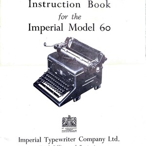 Imperial 60 Typewriter Instruction Manual - User Guide (digital PDF ...