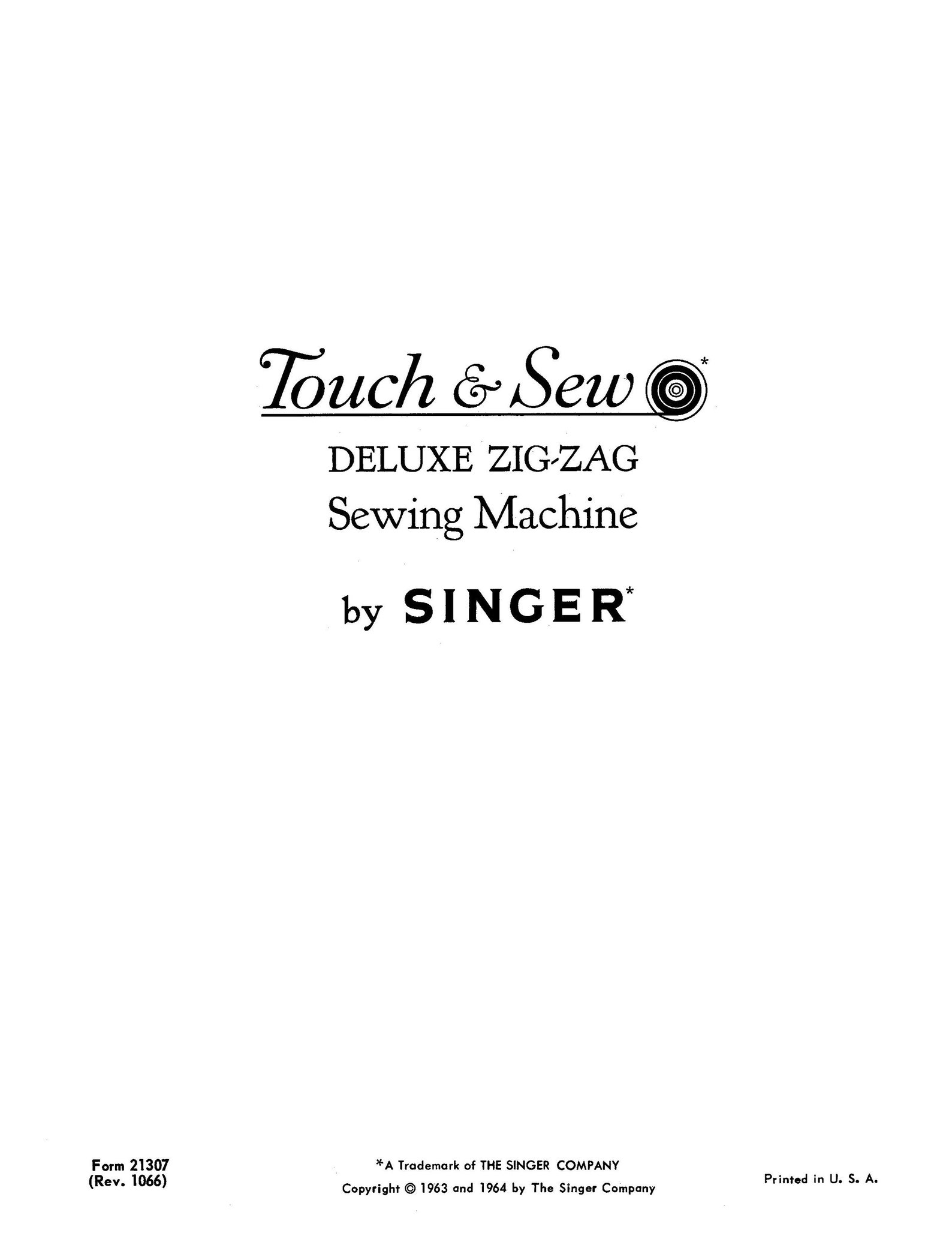 Singer 600 Touch & Sew Sewing Machine Instruction Manual User Manual ...