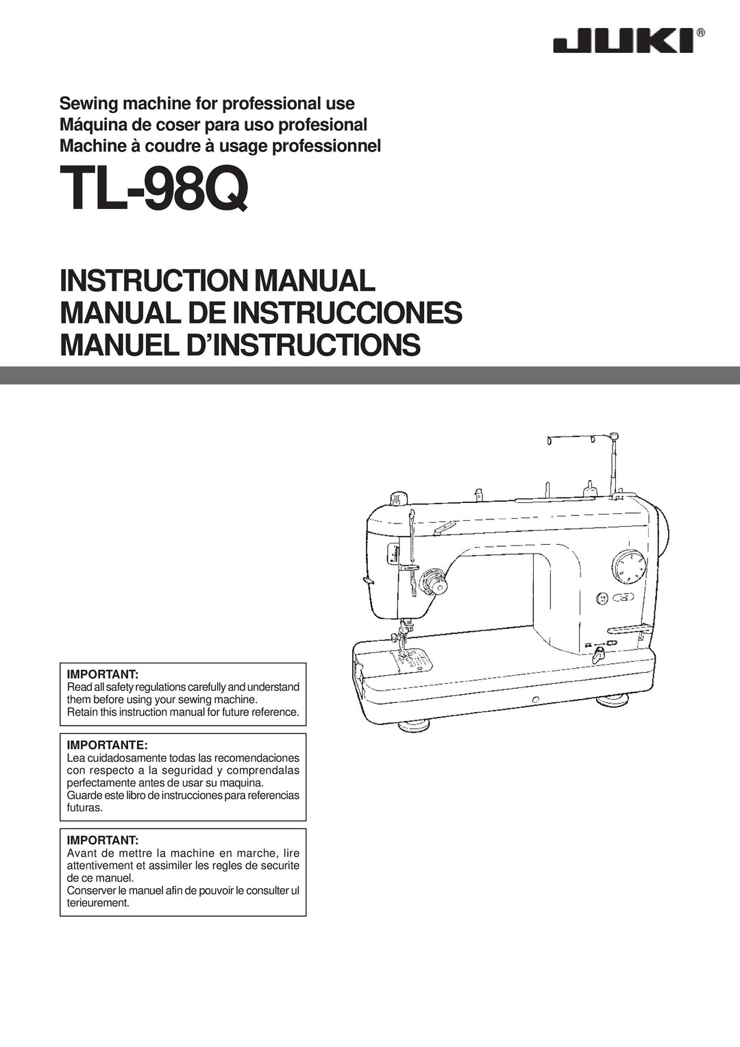 Juki TL98Q Sewing Machine Instruction Manual - User Guide - Etsy