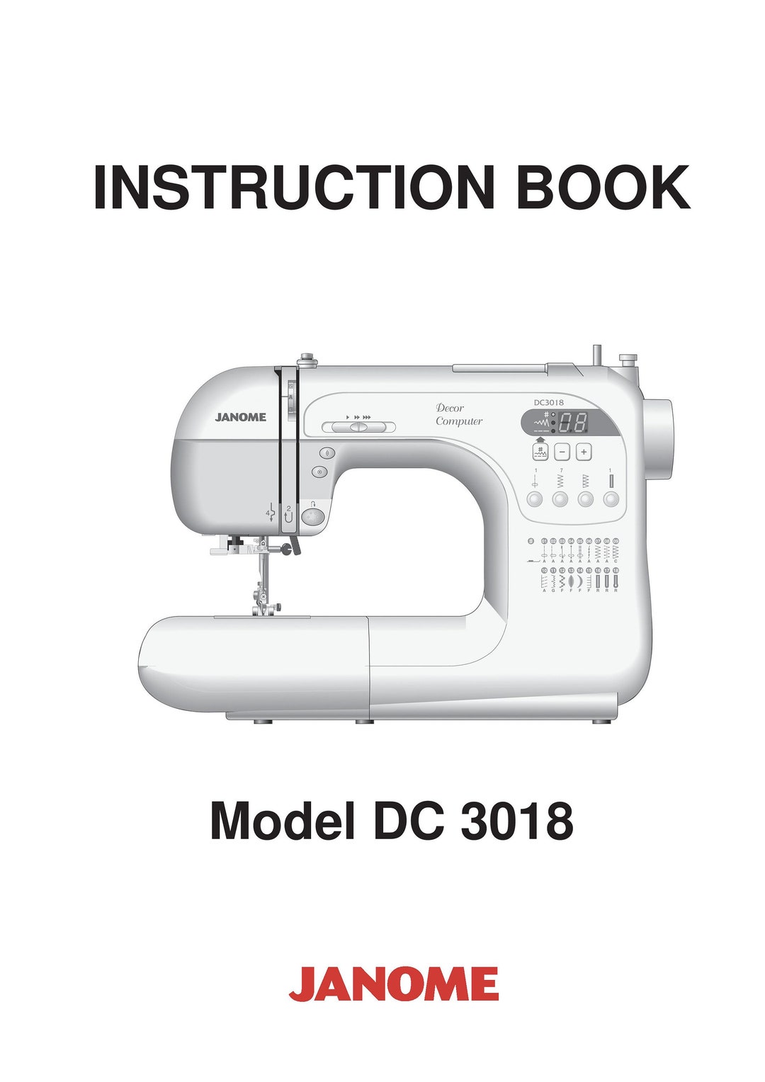 Janome DC 3018 Sewing Machine Instruction Manual (PDF) - Etsy