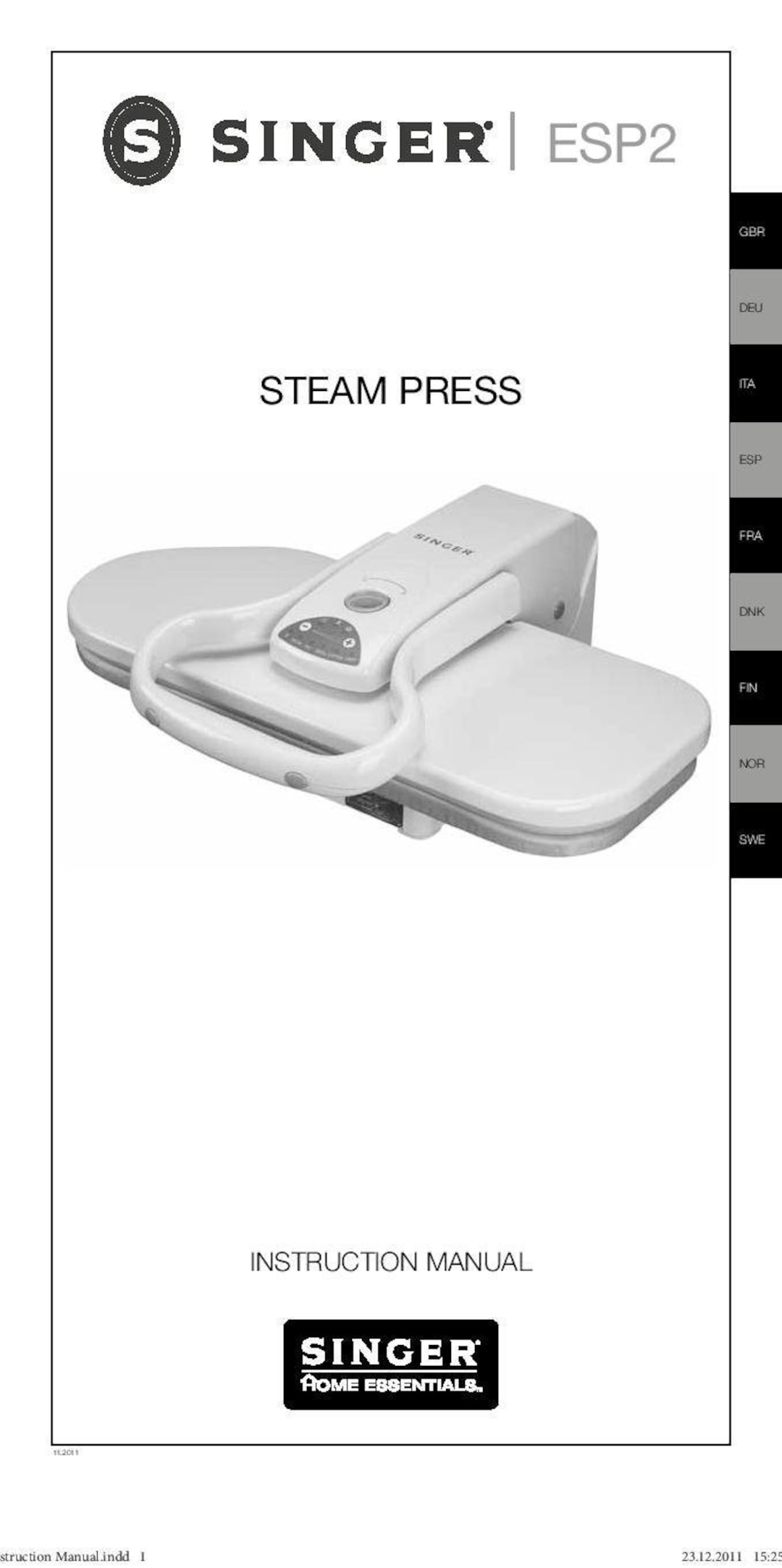 Singer ESP2 Steam Press & Stand Assembly: User Manual (PDF) - Etsy