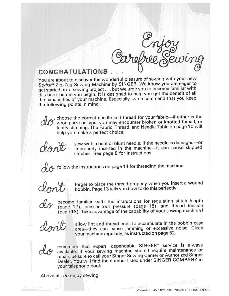 Singer 513 Stylist Sewing Machine Instruction Manual User - Etsy