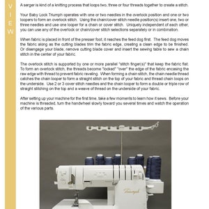 Baby Lock Triumph BLETS8 Sewing Machine Instruction Manual - Etsy