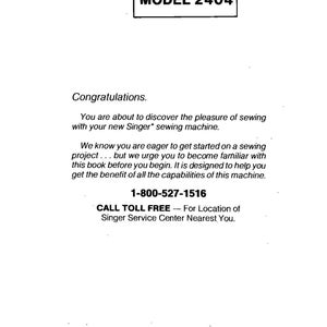 Singer 2404 Merritt Sewing Machine Instruction Manual - User Manual ...