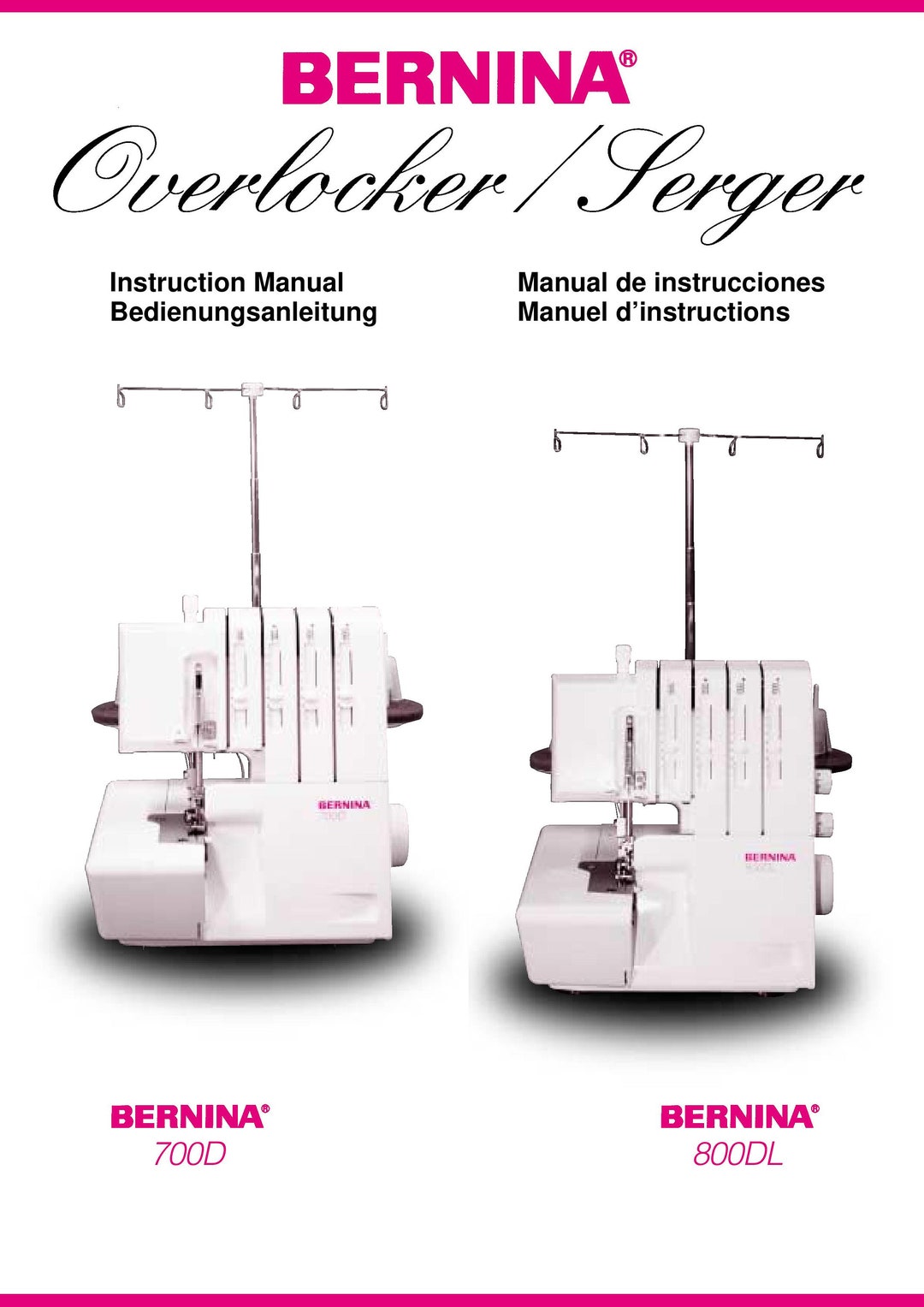 Bernina 700D 800DL Sewing Machine Instruction Manual - English - Etsy