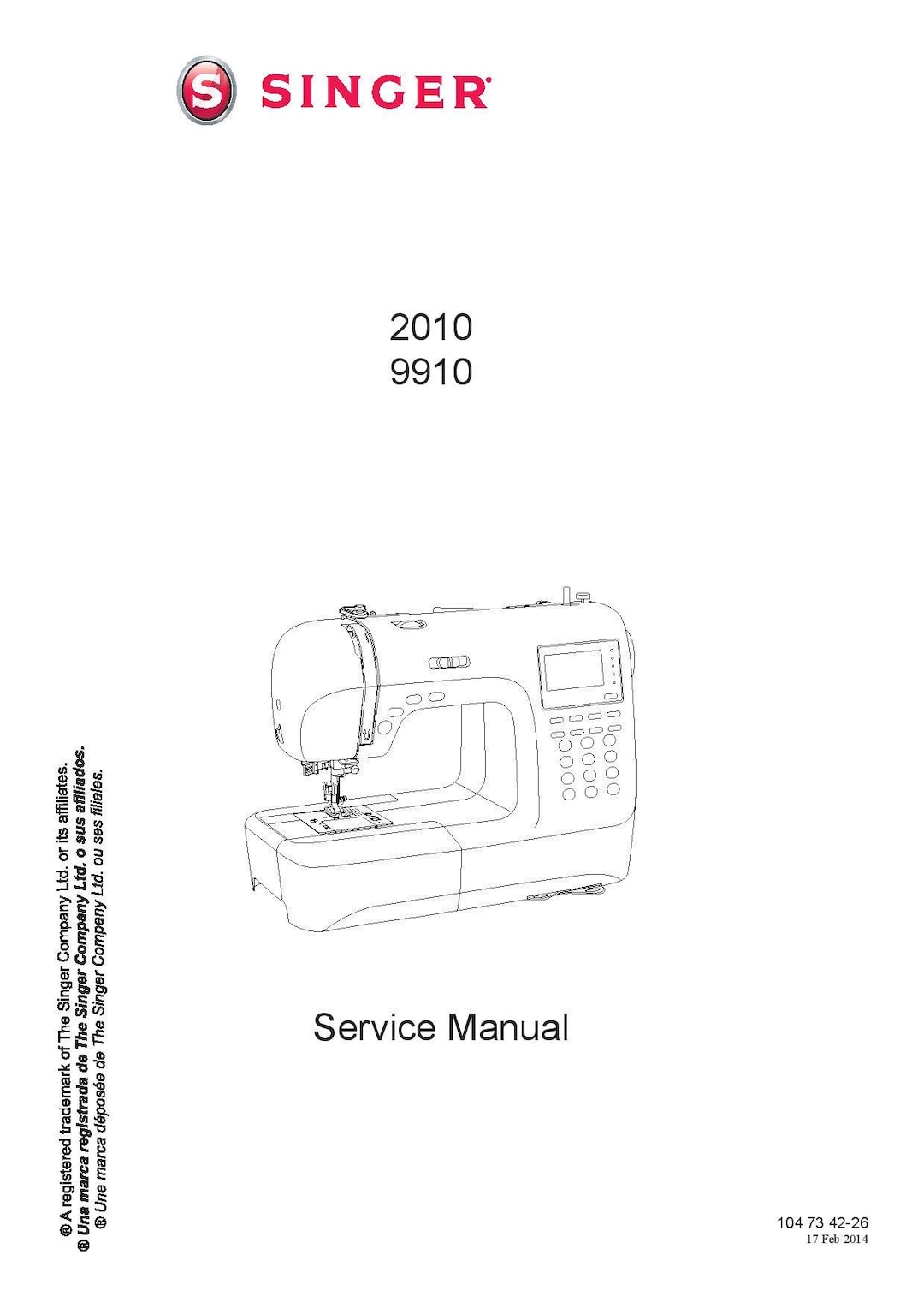 Singer 2010 9910 Sewing Machine - Service Manual - English - Etsy