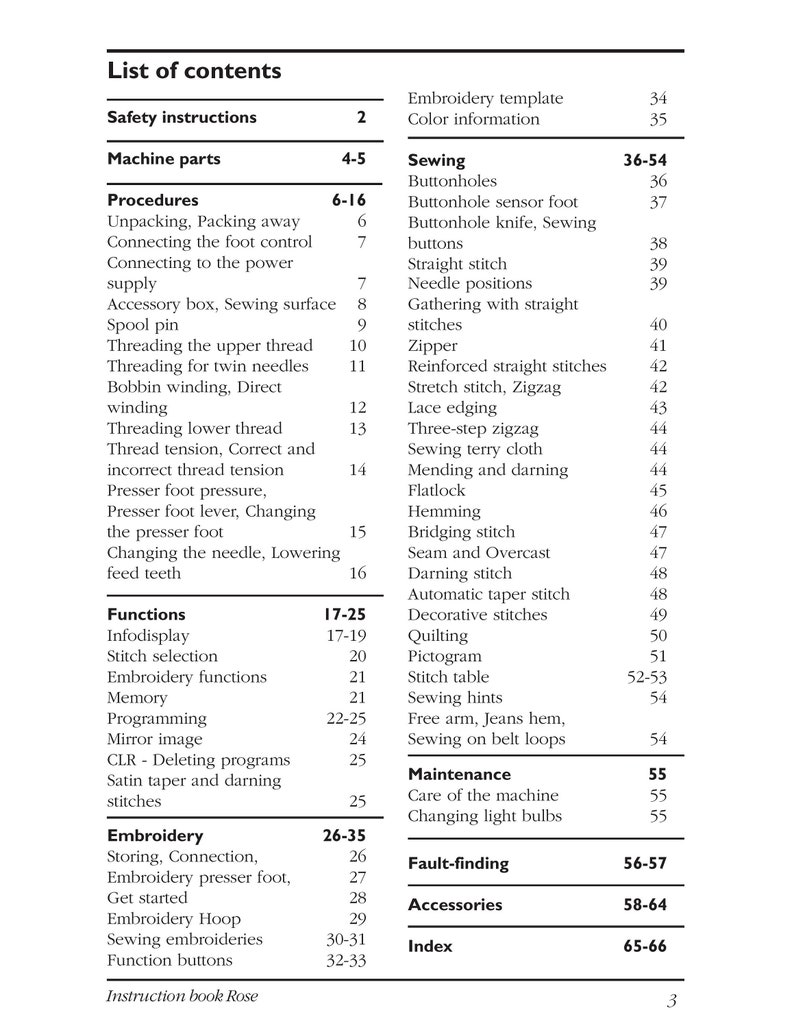 Husqvarna Viking Rose 605 Sewing Machine Instruction Manual User Manual ...