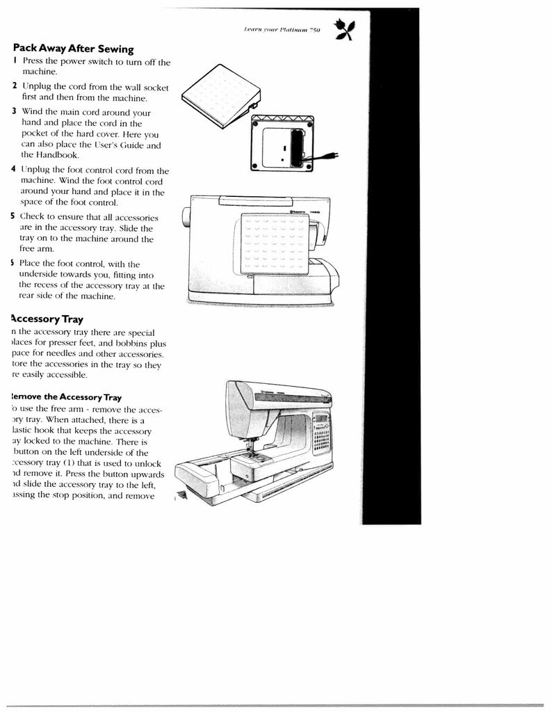 Husqvarna Viking Platinum 750 Sewing Machine Instruction Manual - Etsy