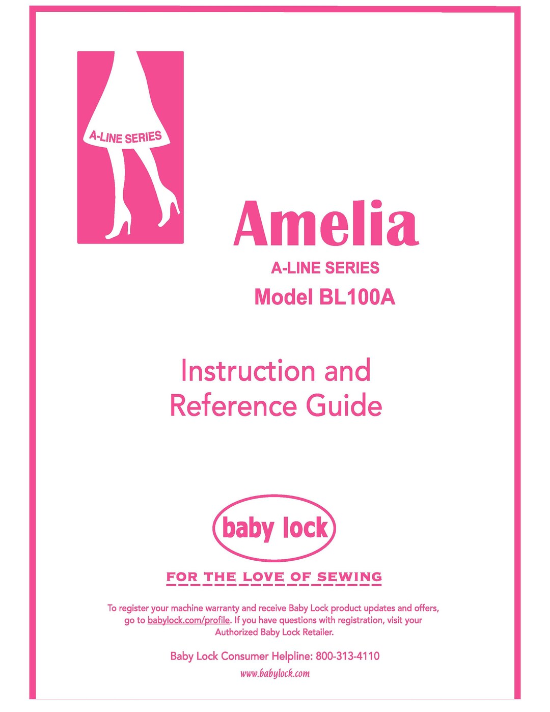 Baby Lock Amelia BL100A Sewing Machine Instruction Manual (english) - Etsy