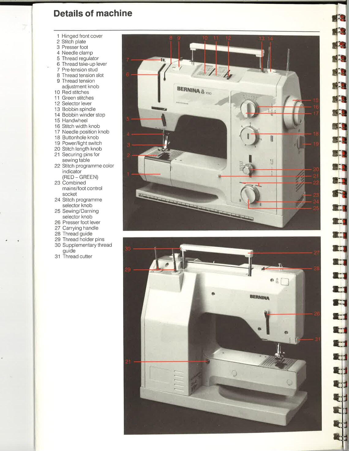 Bernina 1010 Sewing Machine Instruction Manual User Manual Complete ...