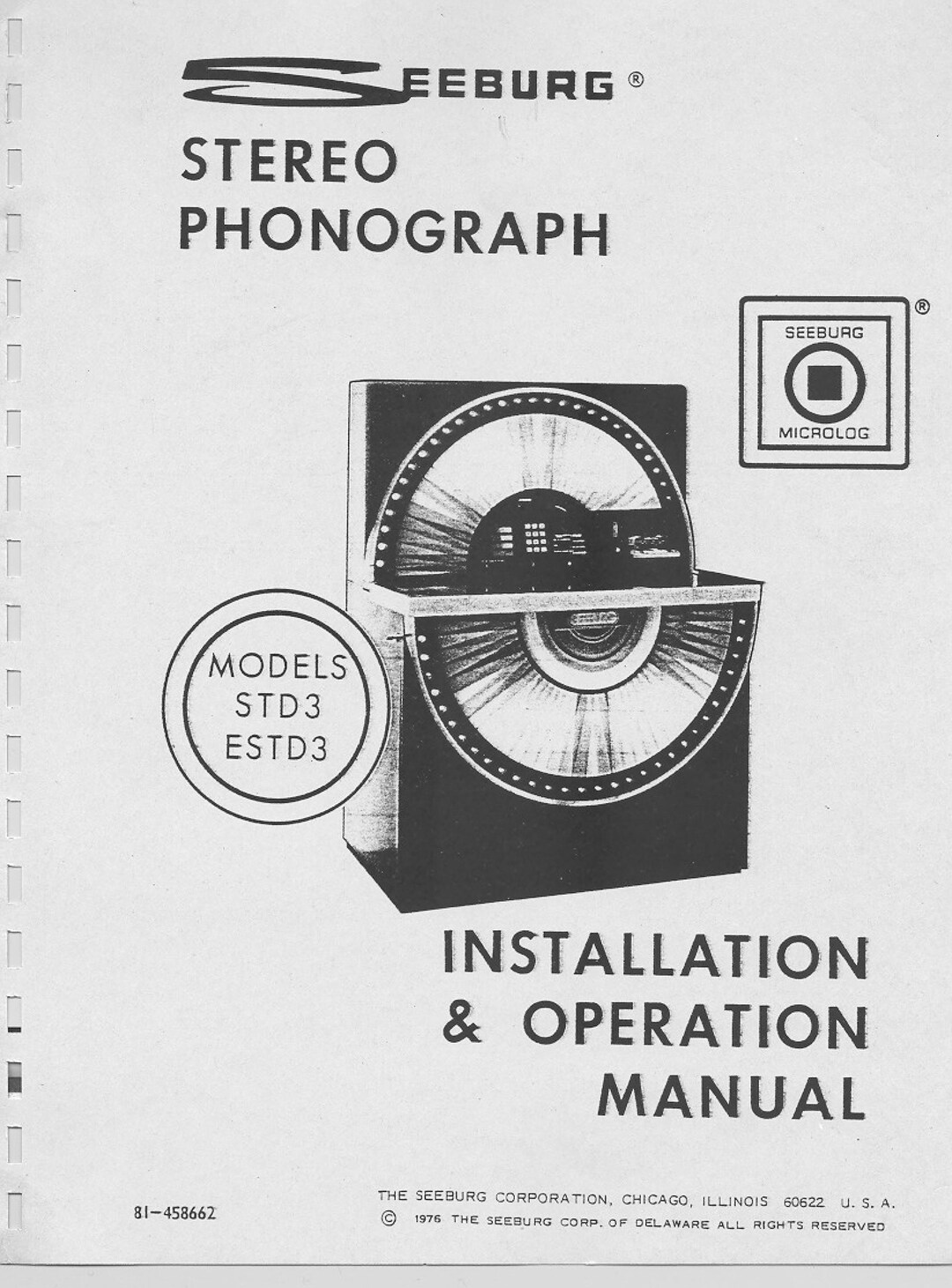 Seeburg STD3 ESTD3 Service Manual: Wiring Diagram, Parts List - Etsy
