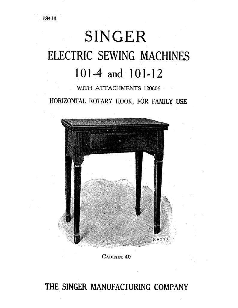 Singer 101-4 101-2 Sewing Machine Instruction Manual User - Etsy