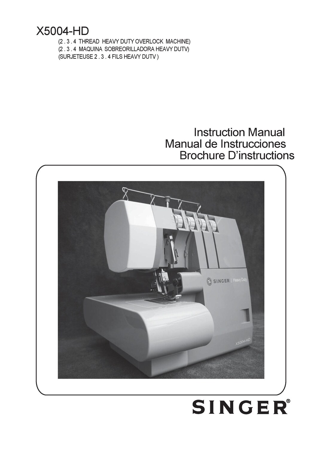 Singer X5004-HD Sewing Machine Instruction Manual User - Etsy