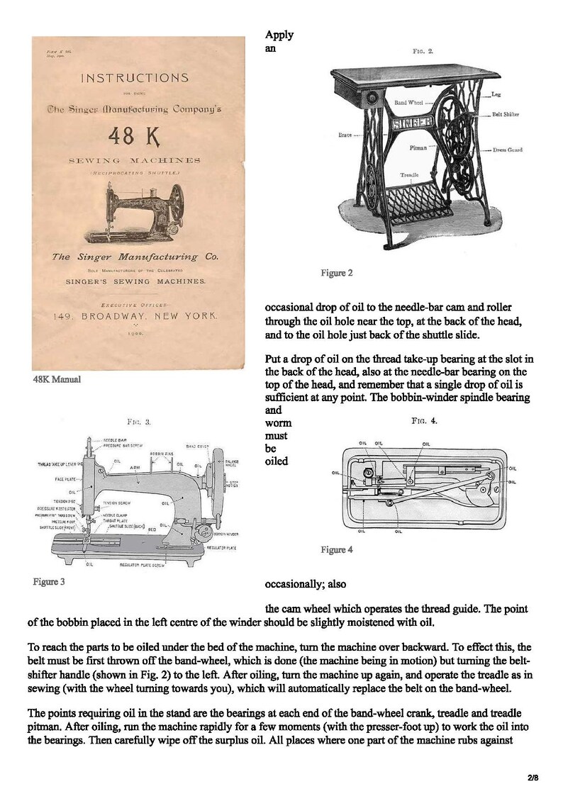 Singer 48k Sewing Machine Instruction Manual User Manual - Etsy