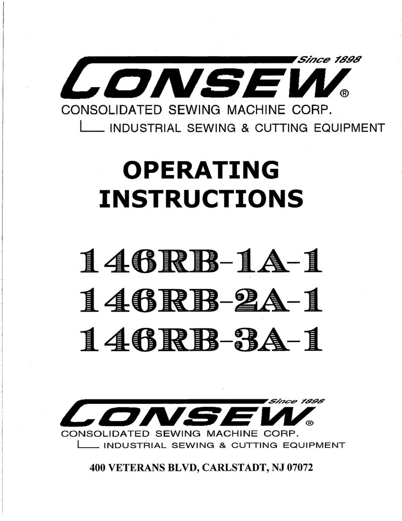 CONSEW 146RB Sewing Machine Instruction Manual - English - Etsy
