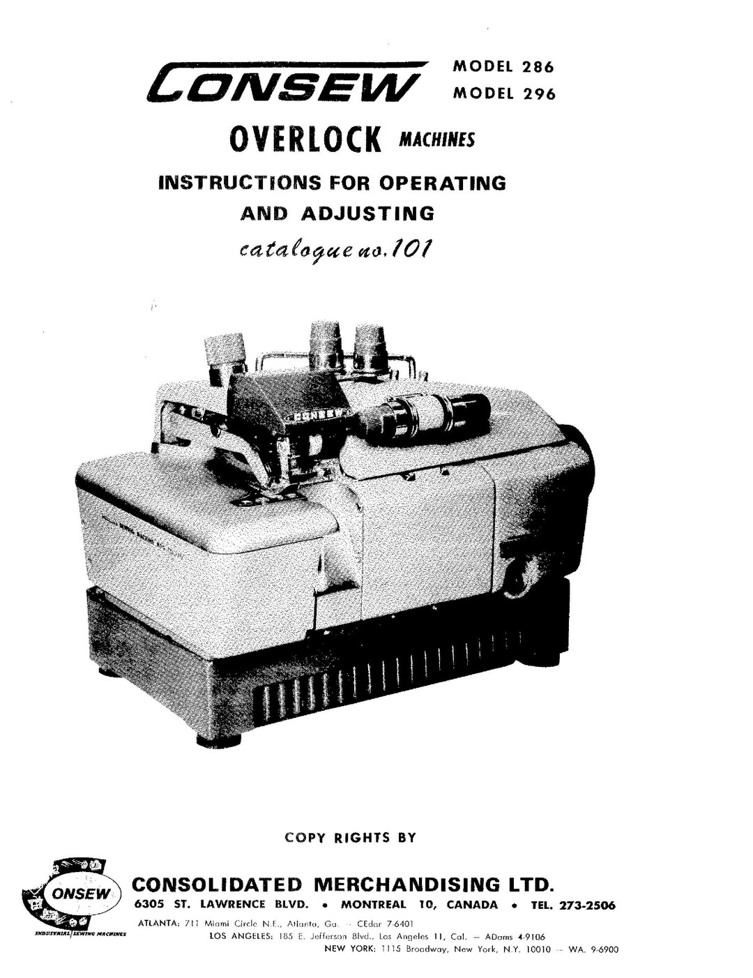 CONSEW 286-296 Sewing Machine Instruction Manual - English - Etsy Canada