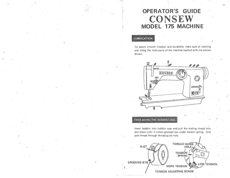 CONSEW 175 Sewing Machine Instruction Manual - User Manual - Complete ...