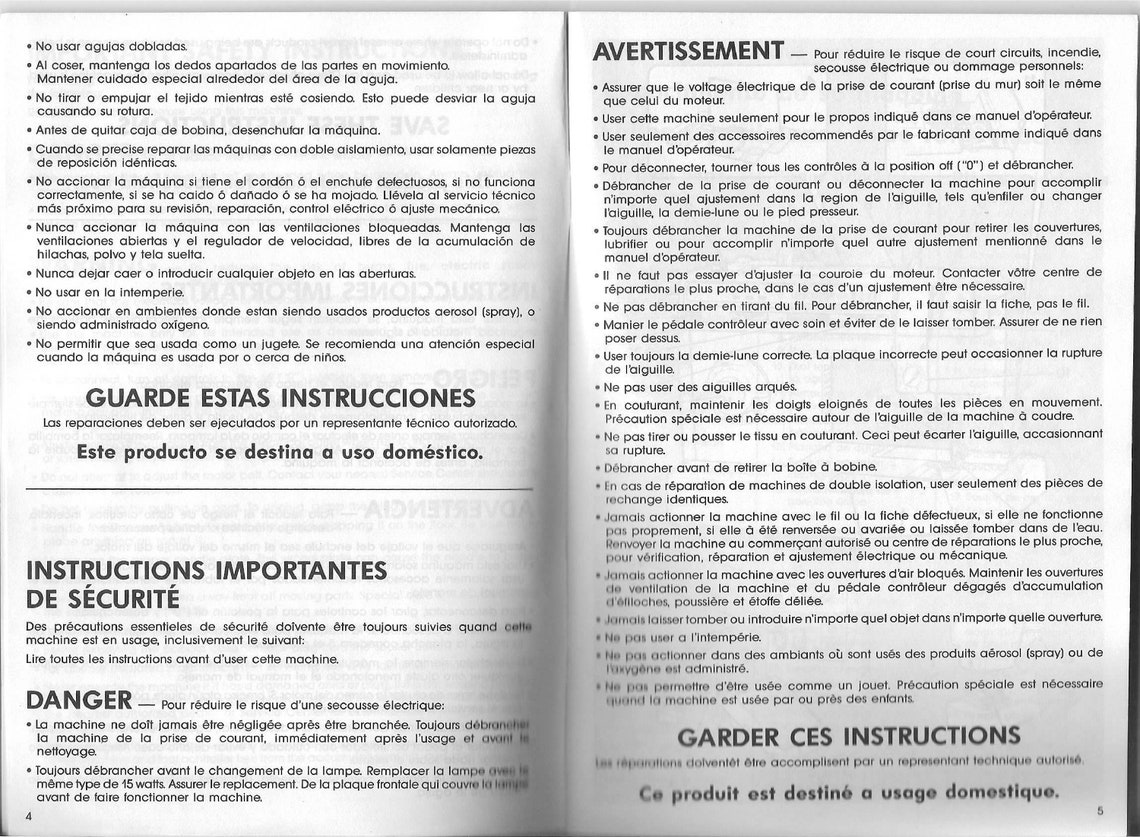 Singer Prima 20/30 Sewing Machine User Manual (PDF) - Etsy