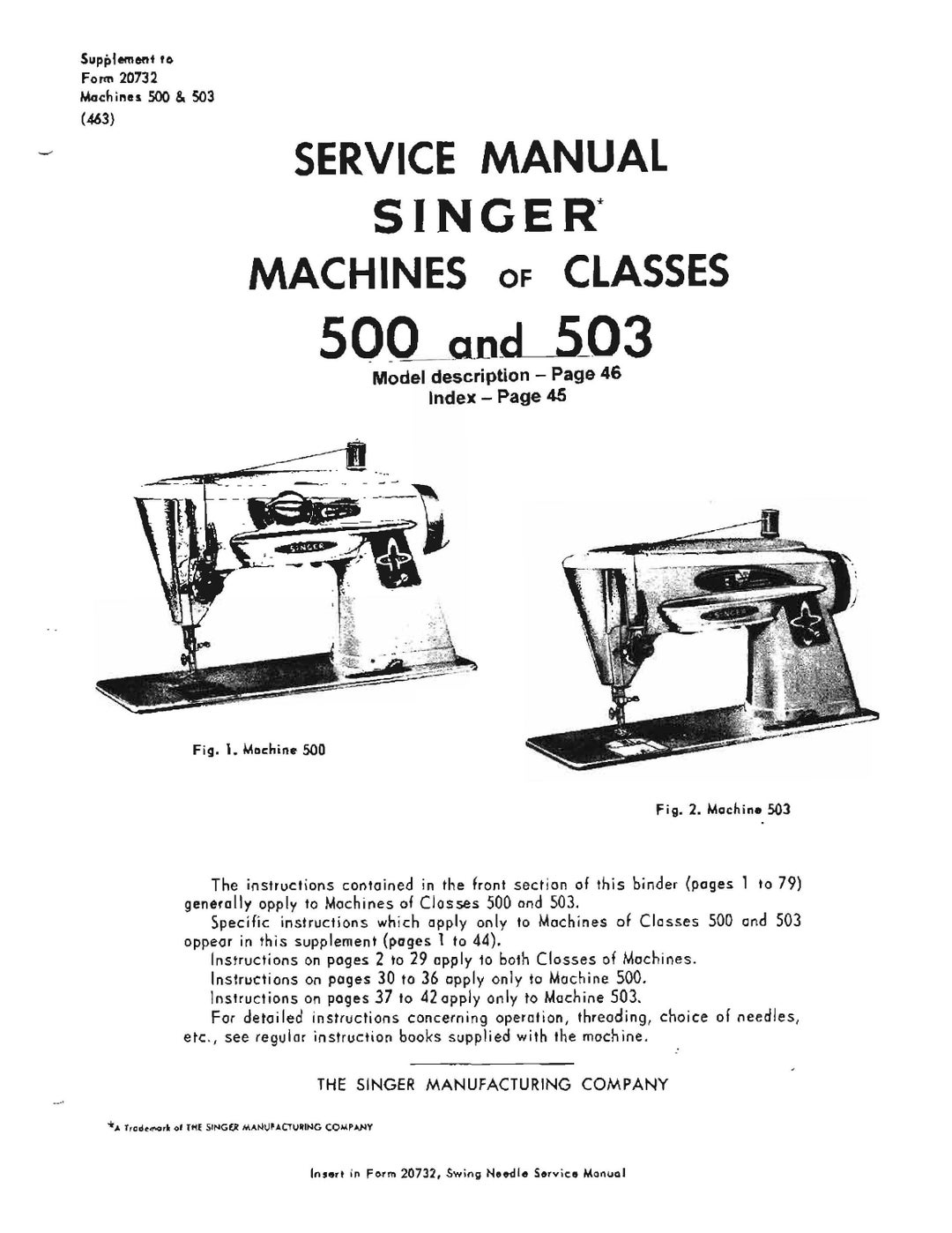 Singer 500 - 503 Sewing Machine Service Manual - Repair Manual ...