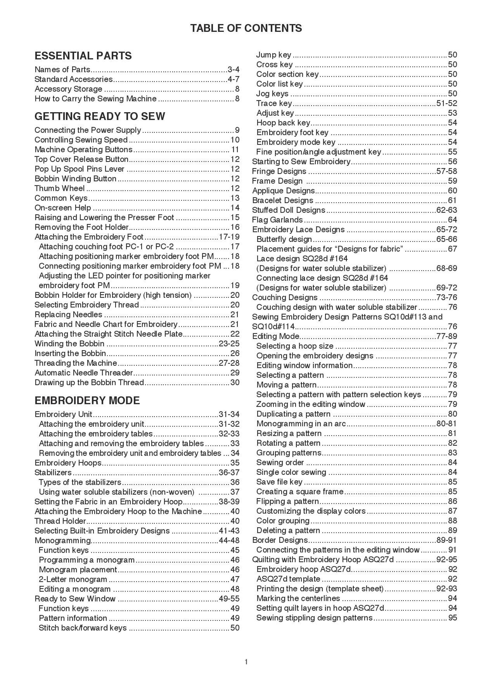 Janome M17 Continental Embroidery Sewing Machine Instruction Manual ...
