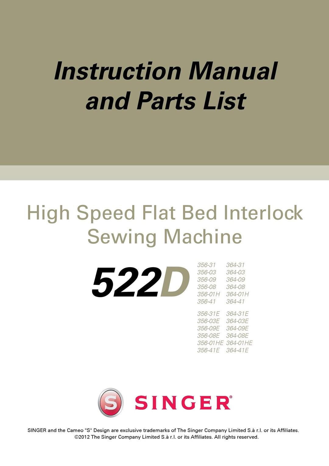 Singer 522D Sewing Machine Instruction and Parts Manual (PDF) - Etsy