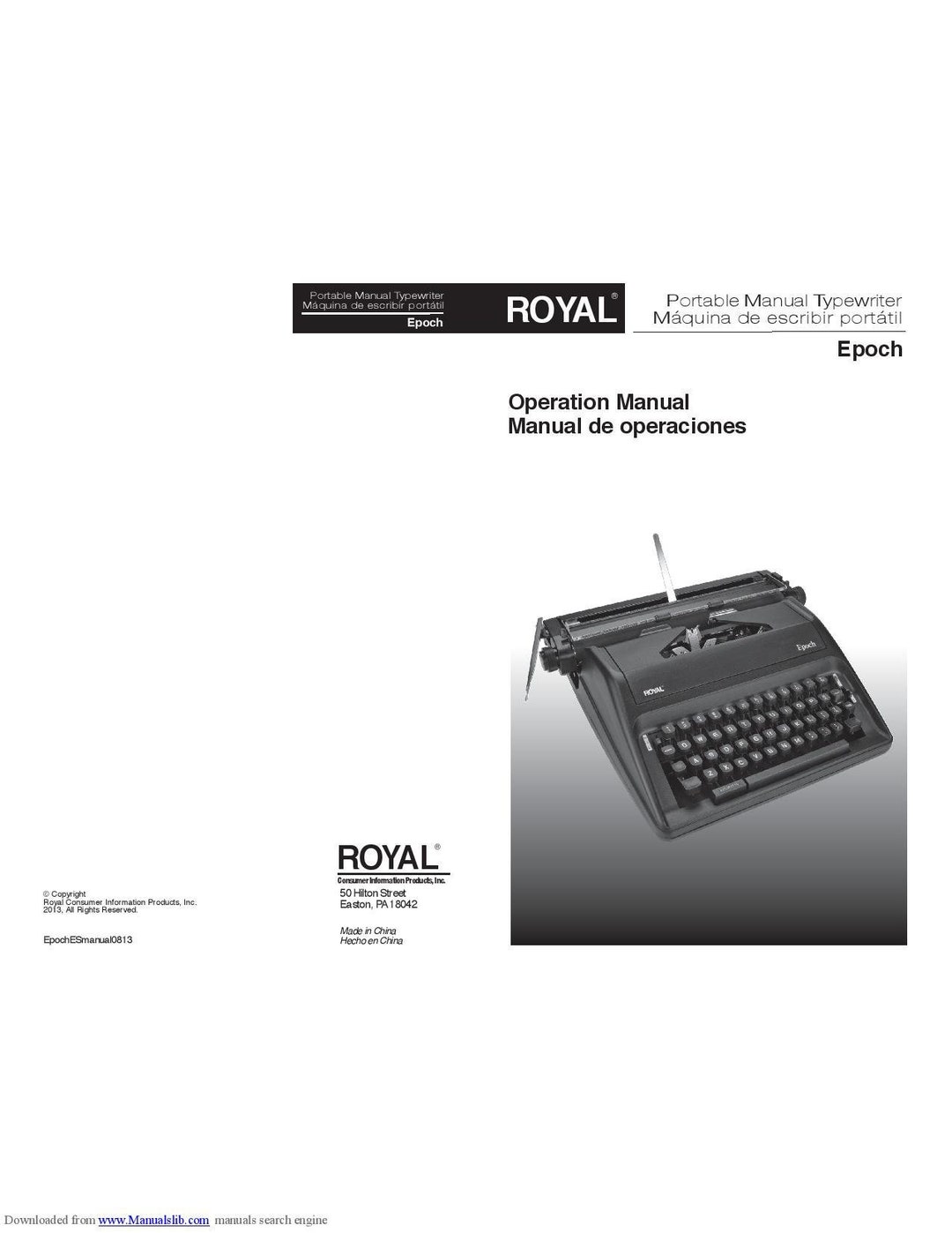 Royal Epoch Typewriter Instruction Manual - User Manual - Complete User ...