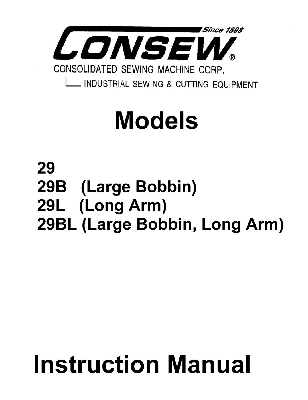 CONSEW 29-29B-29L-29BL Sewing Machine Instruction Manual - User Manual ...