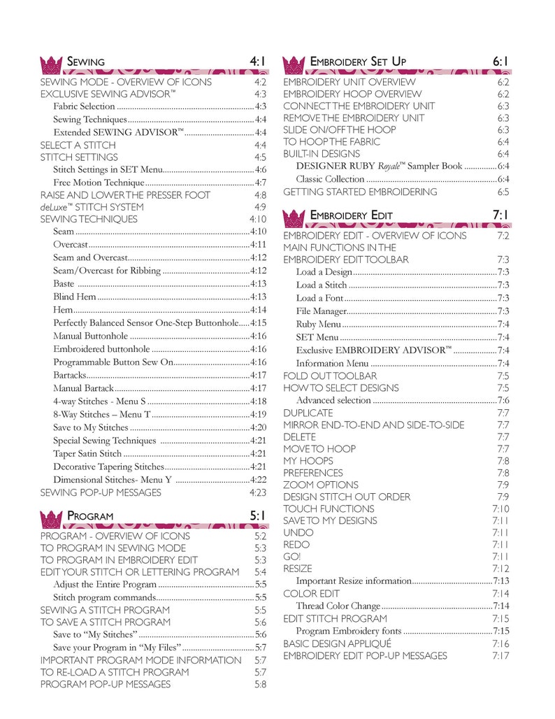 Husqvarna Viking Designer Ruby Royale Sewing Machine User Manual ...