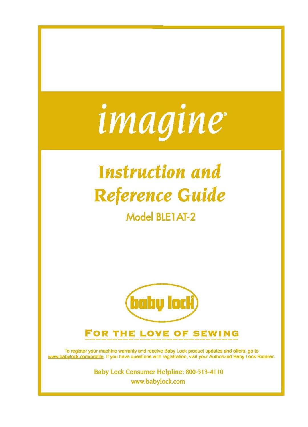 Baby Lock Imagine BLE1AT-2 Sewing Machine Instruction Manual - Etsy