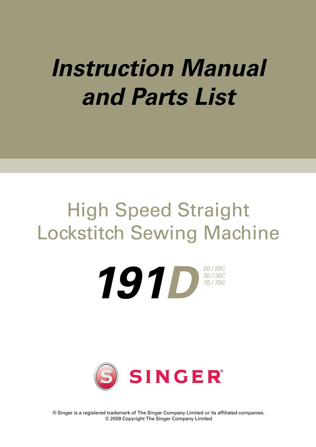 Singer 191D Sewing Machine Instruction Manual & Parts List (PDF) - Etsy