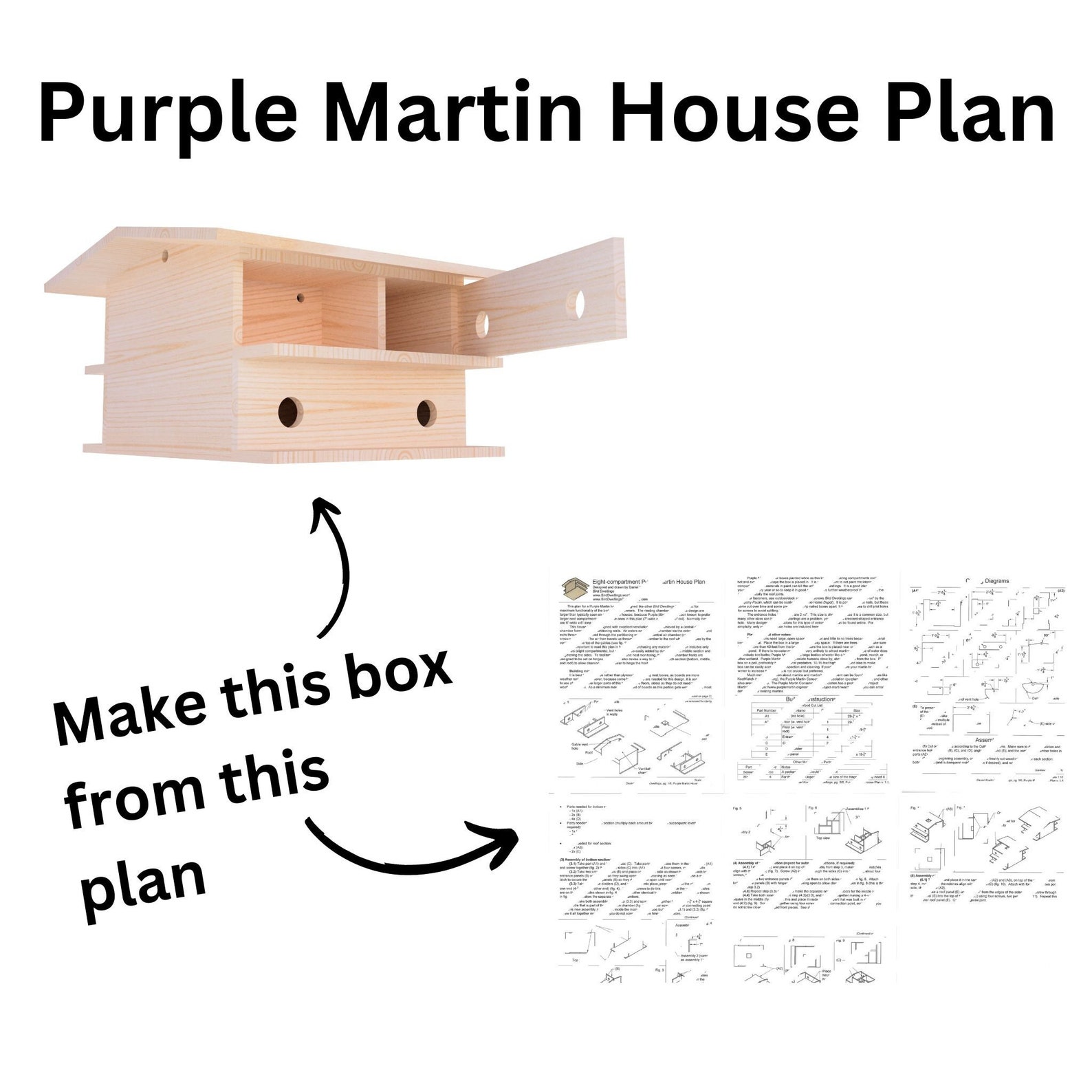 Bird Nest Box Plan | Purple Martin Nest Colony Box DIY | Eight-chamber ...