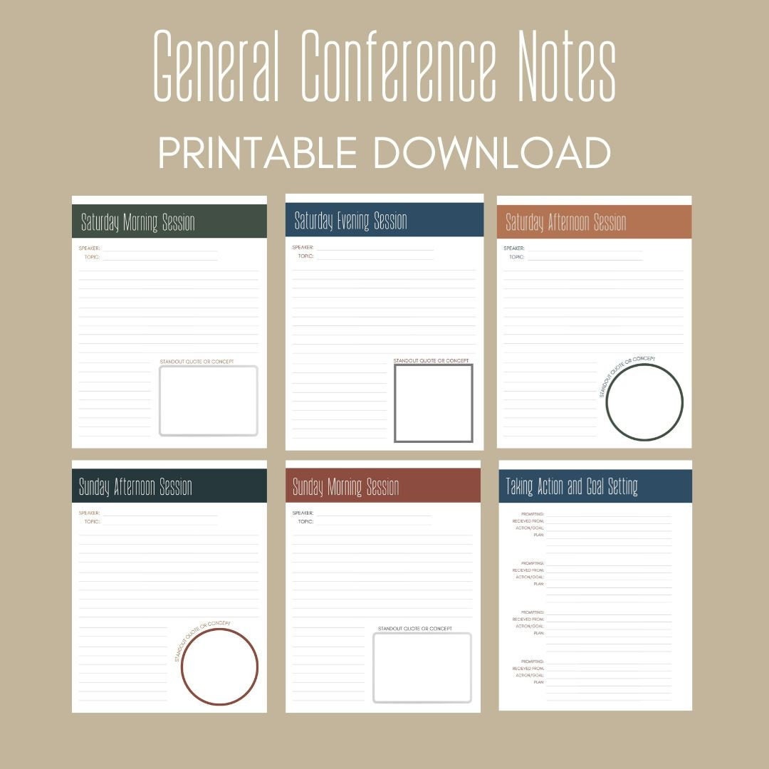 General Conferences Notes Printable Download - Etsy
