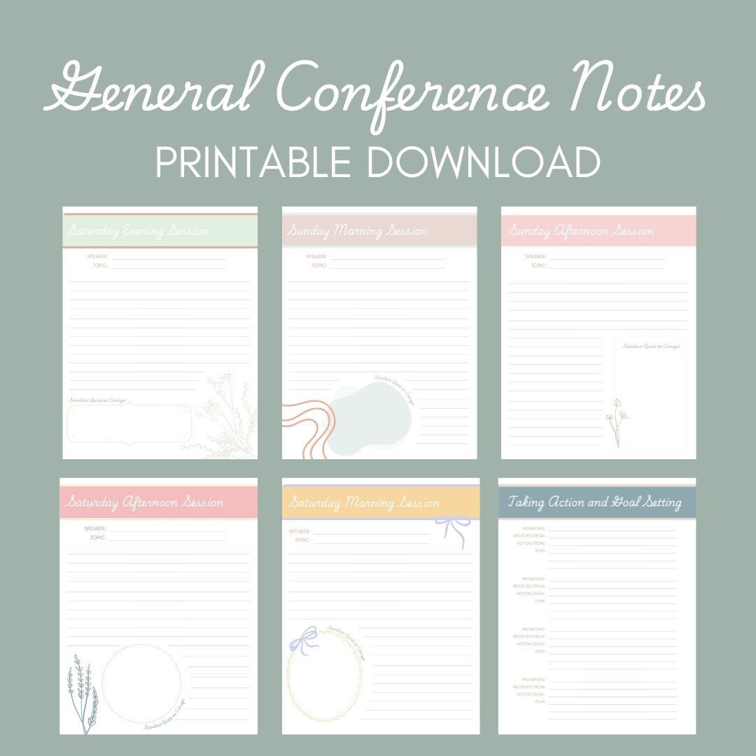 General Conference Notes Printable Download - Etsy