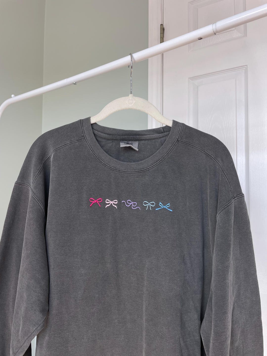 Bi Pride Clothes | Bisexual Pride Flag Bows Crewneck | Embroidered Bi ...