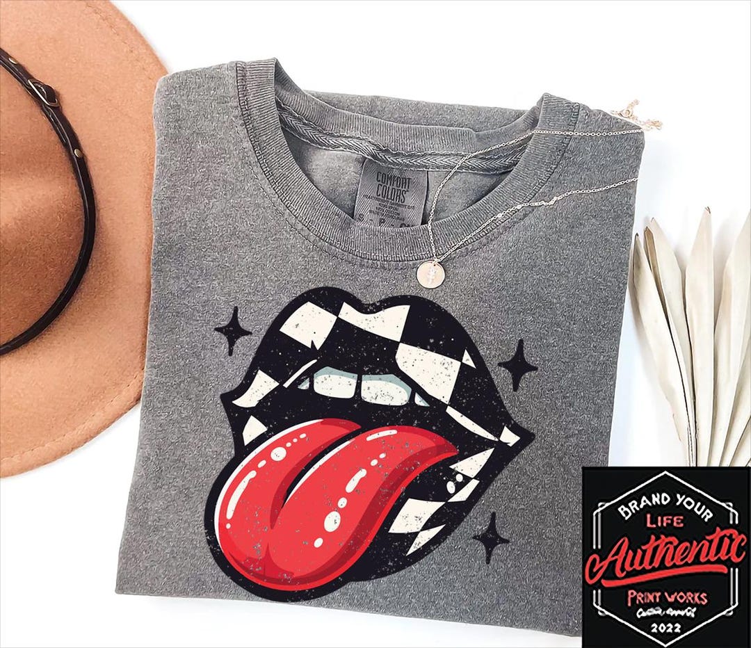 Trendy Checkered Lips PNG, Retro Design - Etsy