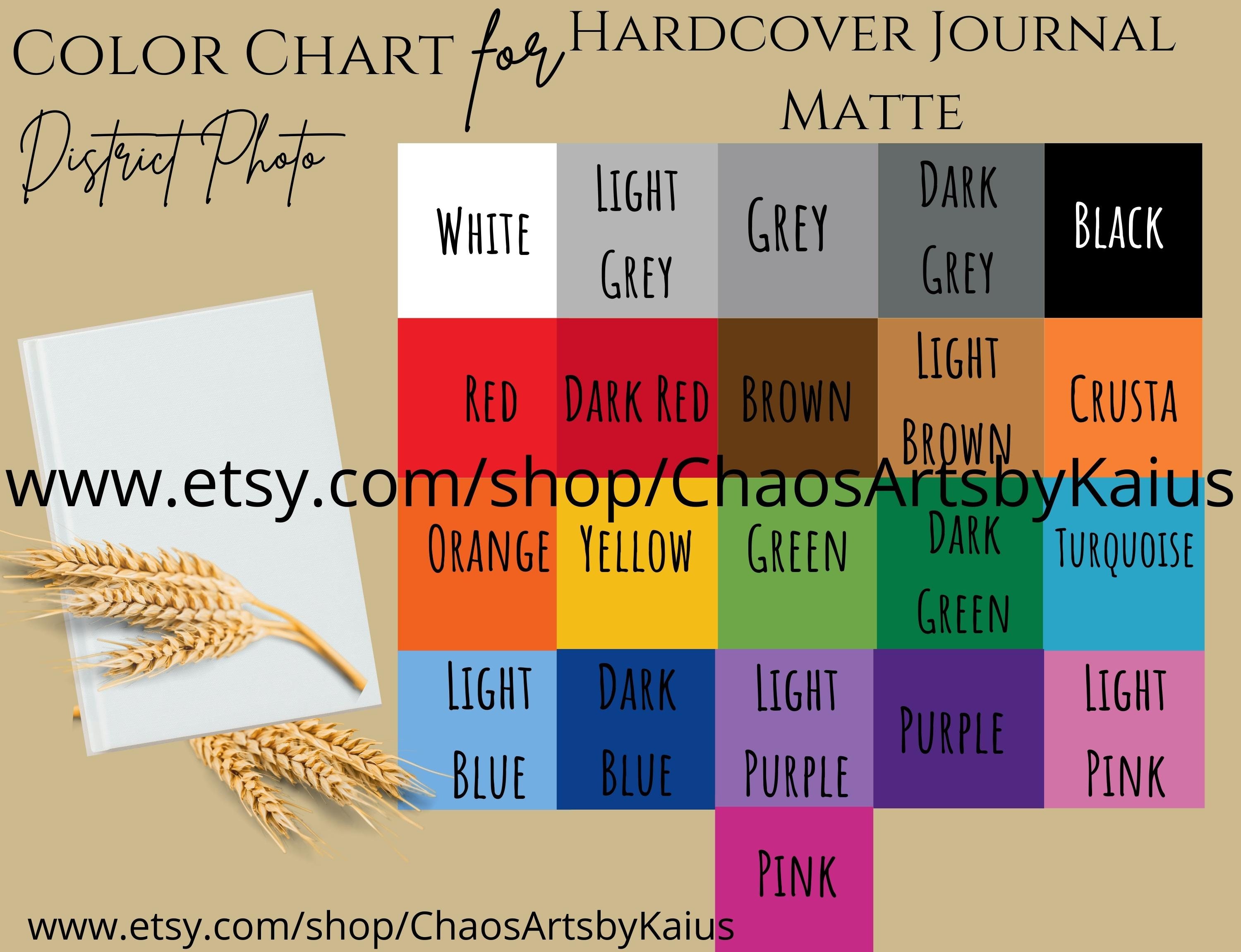 Color Chart for Hardcover Journal Matte, District Photo, Journal Color ...