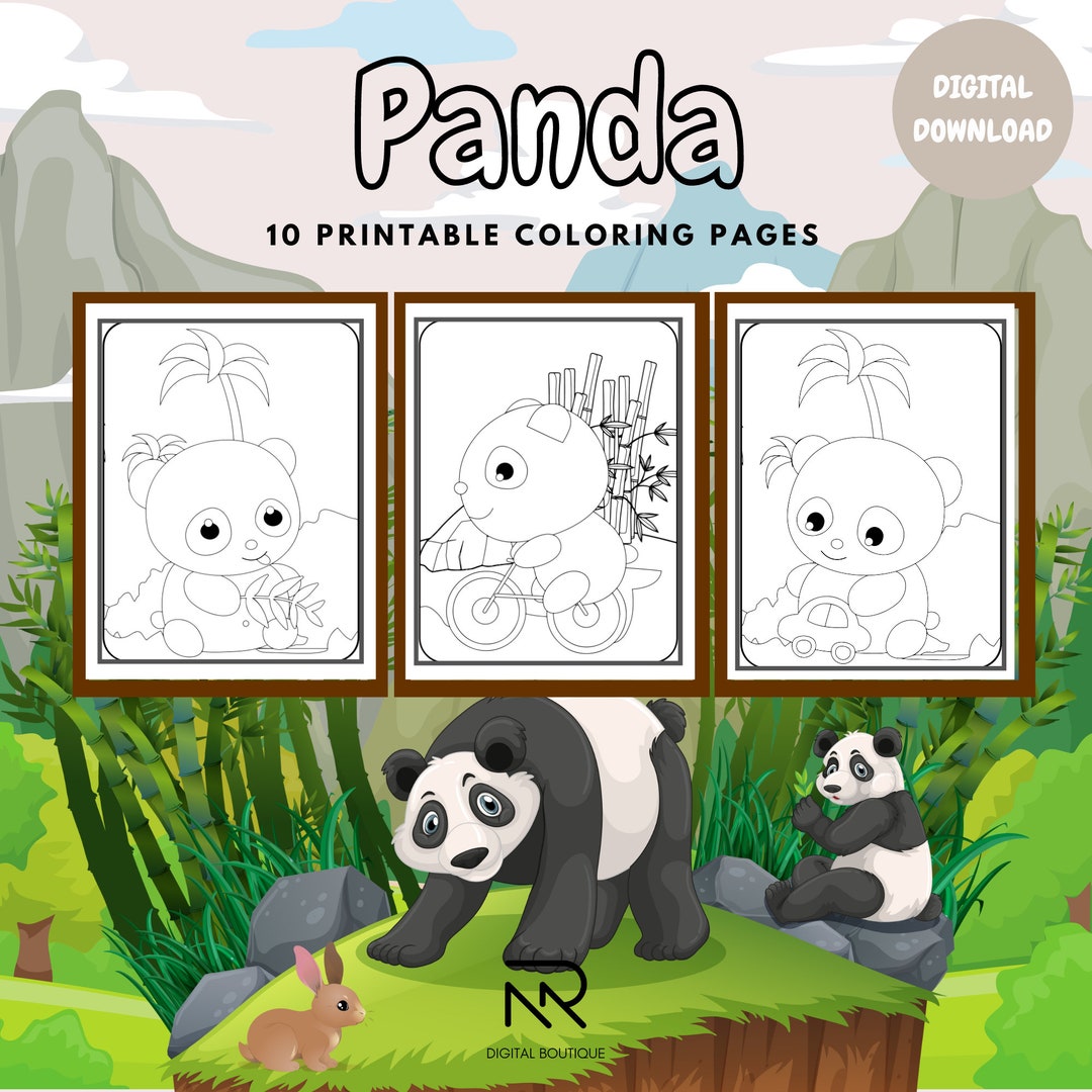 10 Printable Panda Coloring Pages for Kids Toddlers - Etsy