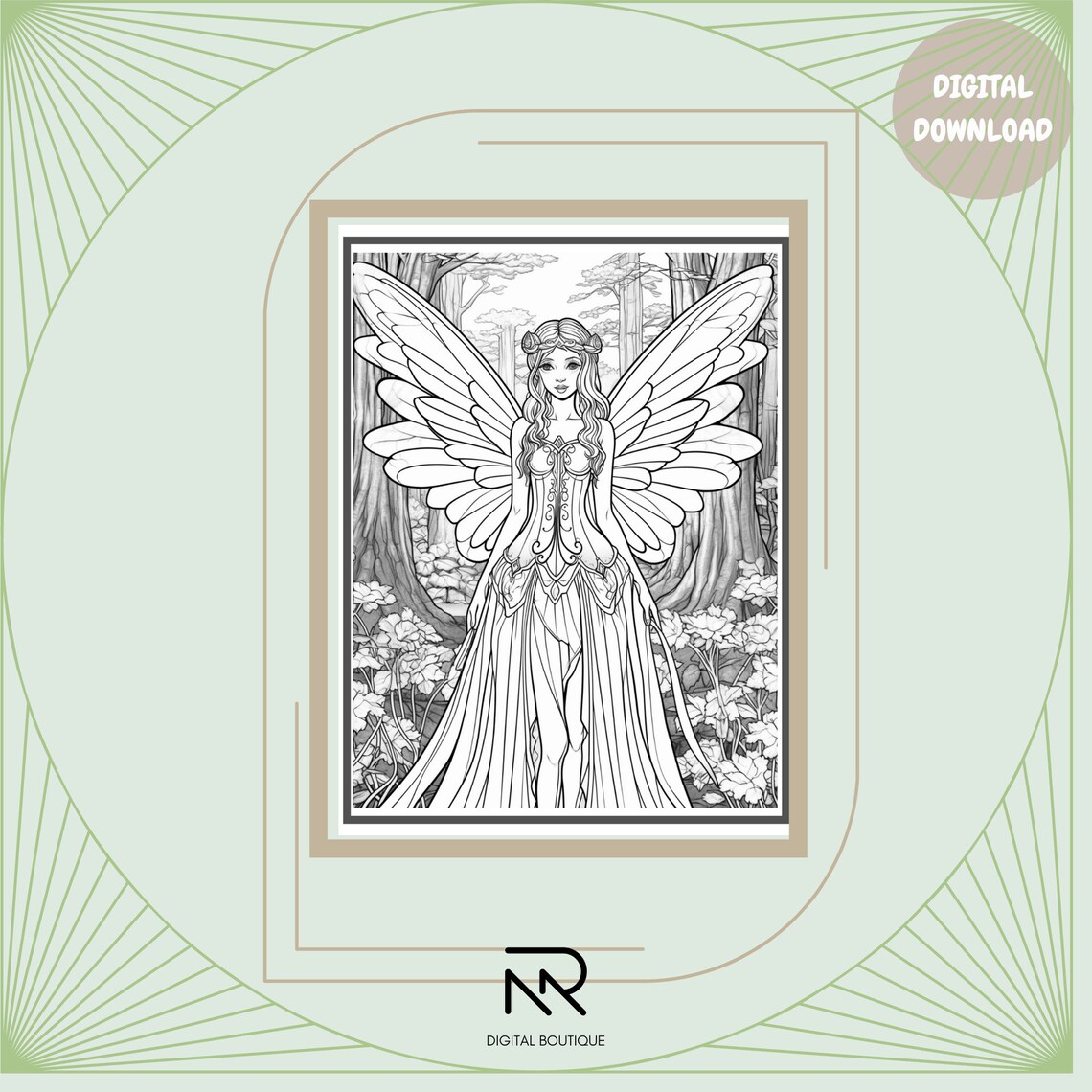 Forest Fairy Digital Coloring Pages | Printable Coloring Pages ...