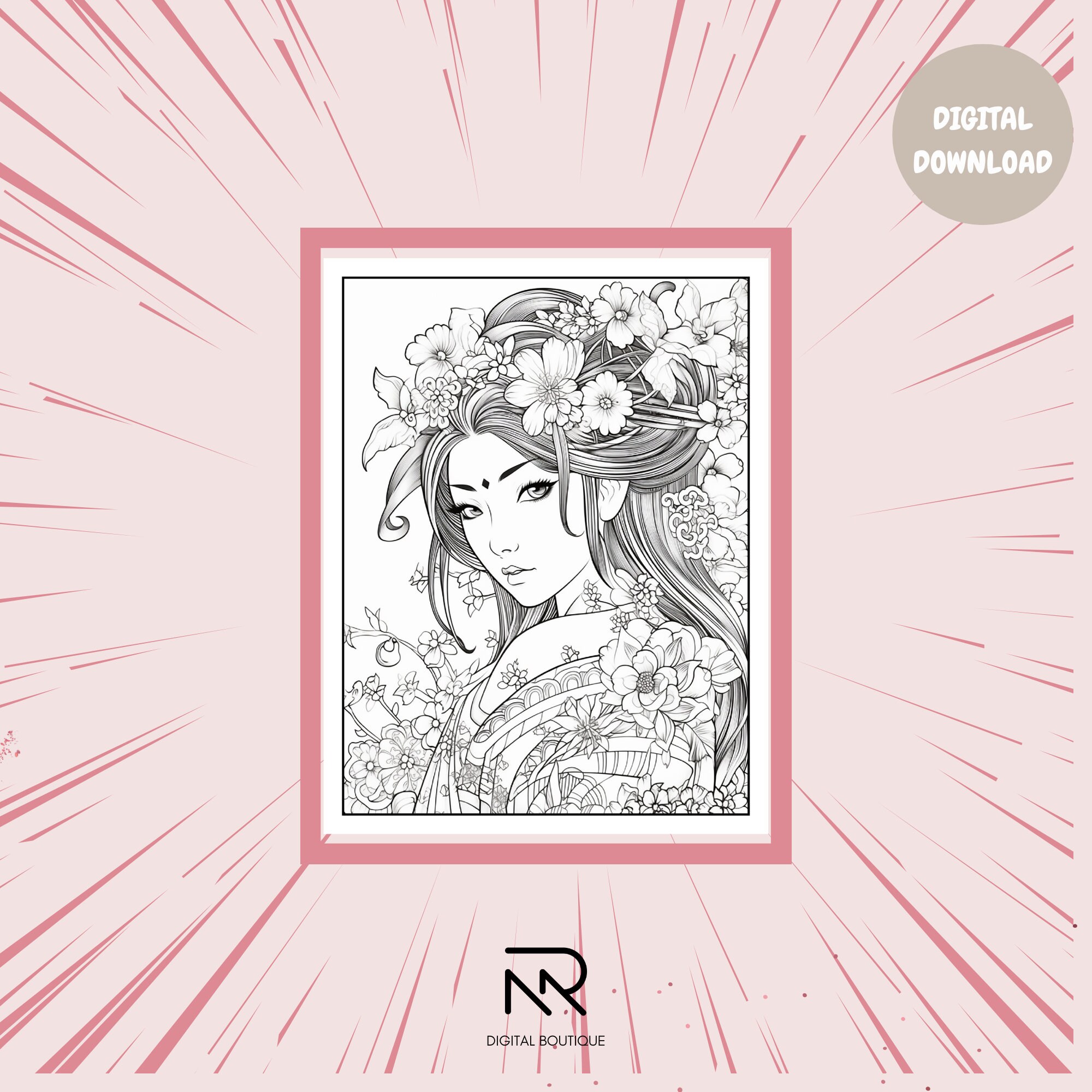 Anime Digital Coloring Pages Printable Coloring Pages Instant Download ...